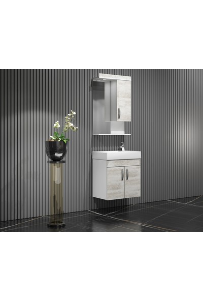 Özceden Akasya Banyo Dolabı Takımı 56 cm Antik Beyaz Renkli Özceden Akasya Banyo Dolabı Takımı 56 cm Antik Beyaz Renkli