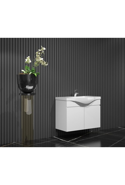 Özceden Yıldız 80 cm Alt Dolap ve Lavabo Taşı Asma