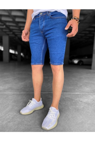 Ohepmoda Slim Fit Dar Kesim Erkek Düz Kot Şort Koyu Mavi Ohepmoda Slim Fit Dar Kesim Erkek Düz Kot Şort Koyu Mavi
