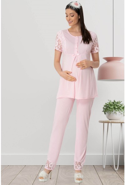 Şık Mecit Dantelli Lohusa Pijama Takımı