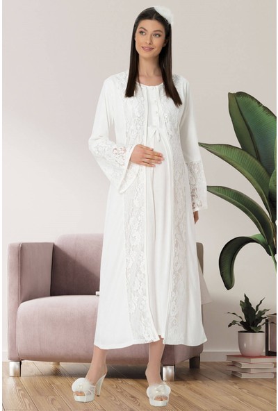 Şık Mecit Sabahlıklı Lohusa Gecelik Takım