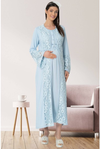 Şık Mecit Sabahlıklı Lohusa Gecelik Takım