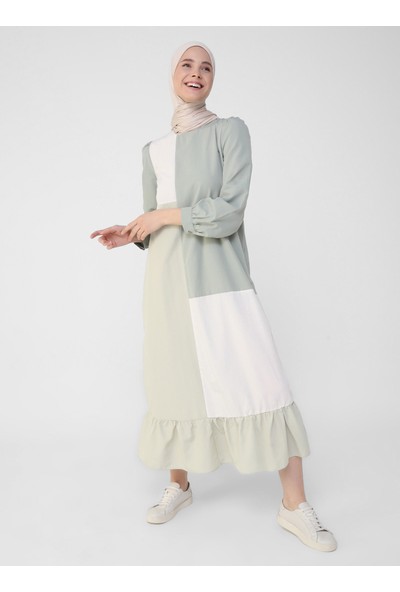 Renk Bloklu Elbise - Kekik Pelikan Ay Çekirdeği - Benin