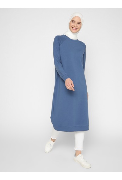 Bisiklet Yaka Tunik - Indigo - Refka Basic Bisiklet Yaka Tunik - Indigo - Refka Basic
