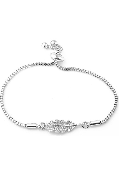 Duke Nickle Kadın Yaprak Desenli Zirkon Taşlı Bileklik DBBL3096