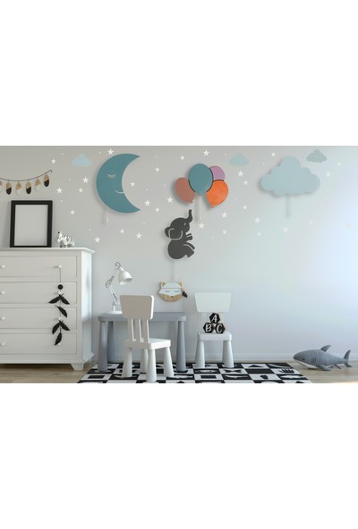 Tinytiger Store 4'lü Set Fil Balon-Gülen Ay-Bulut,çocuk Odası Dekoratif Aydınlatma Tinytiger Store 4'lü Set Fil Balon-Gülen Ay-Bulut,çocuk Odası Dekoratif Aydınlatma