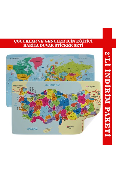 Harita Sepeti Eğitici ve Öğretici Dünya ve Türkiye Haritası Çocuk Odası Duvar Sticker 3882 Harita Sepeti Eğitici ve Öğretici Dünya ve Türkiye Haritası Çocuk Odası Duvar Sticker 3882