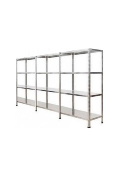 Rafburada 4 Katlı 3'lü Bitişik Galvaniz Çelik Raf.depo,dosya Rafı 0.70 MM-31X60-150CM