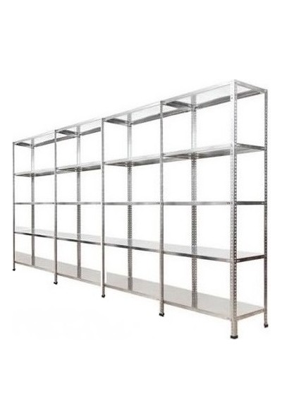 Rafburada 5 Katlı 4'lü Bitişik Galvaniz Çelik Raf.depo,dosya Raf 1.00 MM-31X60-200CM