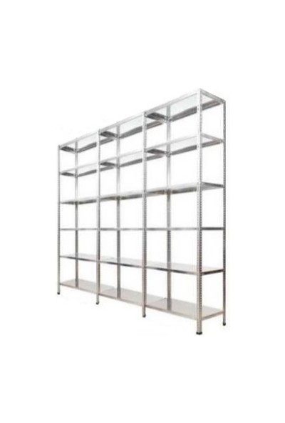 Rafburada 6 Katlı 3'lü Bitişik Galvaniz Çelik Raf.depo,dosya Rafı 0.70 MM-43X75-200CM
