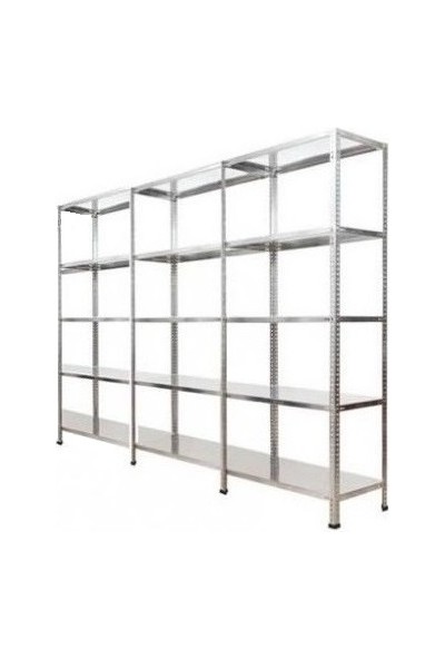 Rafburada 5 Katlı 3'lü Bitişik Galvaniz Çelik Raf.depo,dosya Rafı 0.70 MM-43X75-200CM