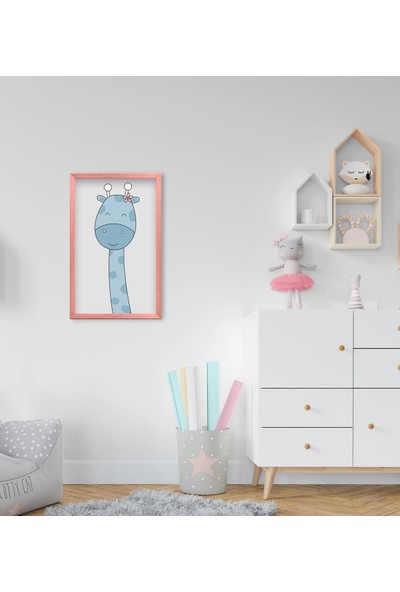 Bk Gift Tatlı Zürafa Tasarımlı Dekoratif Pembe Ahşap Çerçeveli Çocuk Odası Tablo-1 Bk Gift Tatlı Zürafa Tasarımlı Dekoratif Pembe Ahşap Çerçeveli Çocuk Odası Tablo-1
