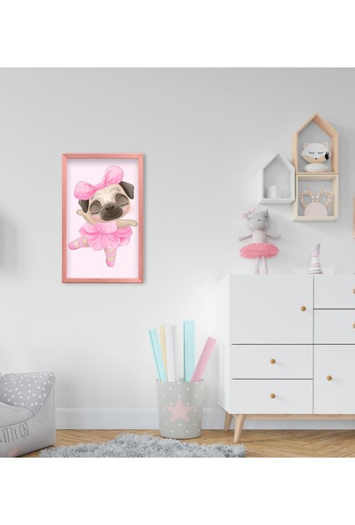 Bk Gift Tatlı Köpek Tasarımlı Dekoratif Pembe Ahşap Çerçeveli Çocuk Odası Tablo-2 Bk Gift Tatlı Köpek Tasarımlı Dekoratif Pembe Ahşap Çerçeveli Çocuk Odası Tablo-2