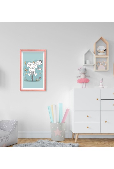 Bk Gift Tatlı Fil Tasarımlı Dekoratif Pembe Ahşap Çerçeveli Çocuk Odası Tablo-2 Bk Gift Tatlı Fil Tasarımlı Dekoratif Pembe Ahşap Çerçeveli Çocuk Odası Tablo-2