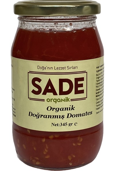 Sade Organik Organik Doğranmış Domates 345 gr