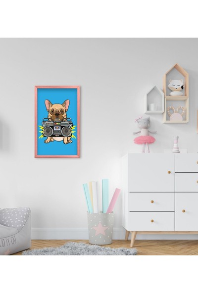 Bk Gift Köpek Tasarımlı Dekoratif Pembe Ahşap Çerçeveli Çocuk Odası Tablo-1 Bk Gift Köpek Tasarımlı Dekoratif Pembe Ahşap Çerçeveli Çocuk Odası Tablo-1