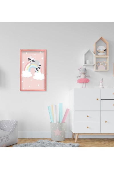Bk Gift Gökkuşağı Tasarımlı Dekoratif Pembe Ahşap Çerçeveli Çocuk Odası Tablo-1 Bk Gift Gökkuşağı Tasarımlı Dekoratif Pembe Ahşap Çerçeveli Çocuk Odası Tablo-1