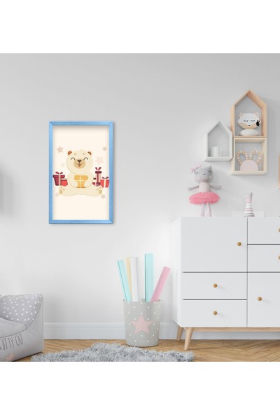 Bk Gift Sevimli Ayıcık Tasarımlı Dekoratif Mavi Ahşap Çerçeveli Çocuk Odası Tablo-1 Bk Gift Sevimli Ayıcık Tasarımlı Dekoratif Mavi Ahşap Çerçeveli Çocuk Odası Tablo-1