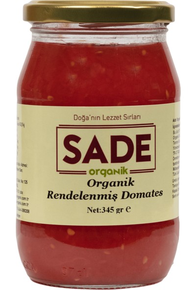 Sade Organik Organik Rendelenmiş Domates 345 gr Sade Organik Organik Rendelenmiş Domates 345 gr