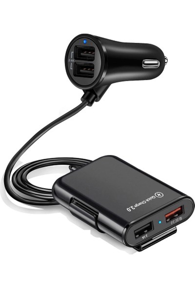 Qualcomm Araç Çakmaklık Şarjı 4 USB 3.0 Hızlı Sarj 5V/3.1A