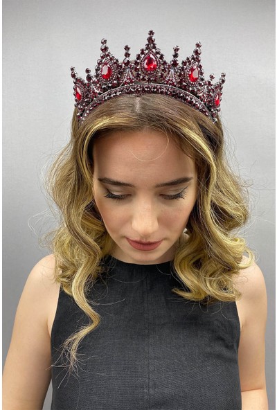 Hayalperest Boncuk Bordo Ahu Model Gelin Kına Tacı Hayalperest Boncuk Bordo Ahu Model Gelin Kına Tacı