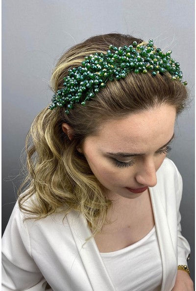 Hayalperest Boncuk Yeşil Lisa Model Gelin Kına Tacı Hayalperest Boncuk Yeşil Lisa Model Gelin Kına Tacı