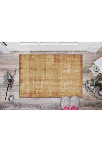 Ibsalpin Bayrak Sarı - Kahverengi Renkli Dijital Baskılı Kaymaz Taban Paspas