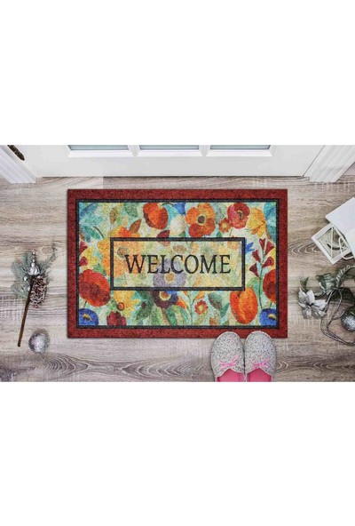 Ibsalpin Bayrak Desenli Dijital Baskılı Kaymaz Taban Paspas