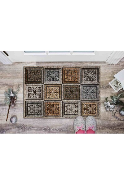 Ibsalpin Bayrak Desenli Dijital Baskılı Kaymaz Taban Paspas