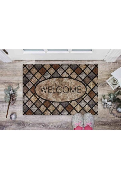 Ibsalpin Bayrak Desenli Dijital Baskılı Kaymaz Taban Paspas