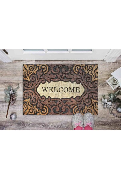 Ibsalpin Bayrak Modern Desenli Dijital Baskılı Kaymaz Taban Paspas