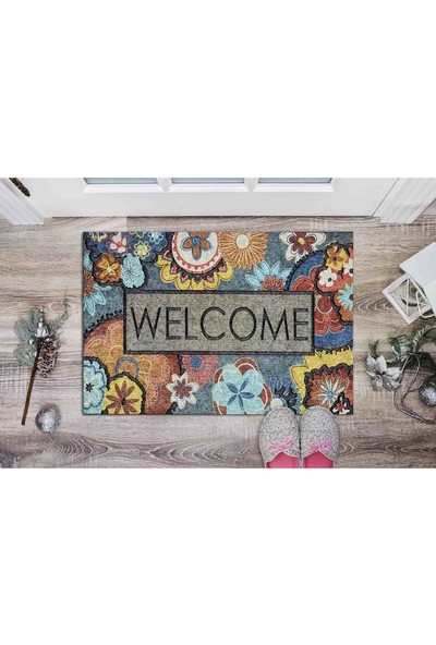 Ibsalpin Bayrak Desenli Dijital Baskılı Kaymaz Taban Paspas