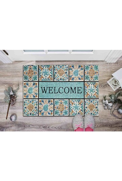 Ibsalpin Bayrak Desenli Dijital Baskılı Kaymaz Taban Paspas