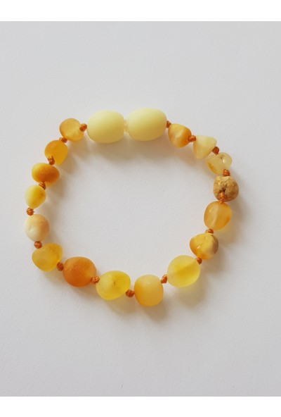 Kehribar Sarayı Baltık Damla Kehribar Bebek Bileklik Mat Süt Rengi