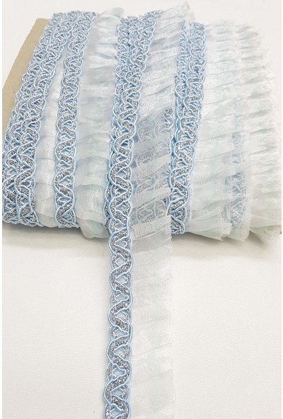 Hayalperest Boncuk Bebe Mavi Organze Su Taşlı Kenar Fırfır