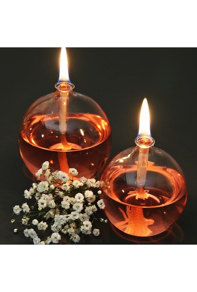 Vetroce Küre Cam Kandil 2'li Set + 450 ml Kandil Yağı