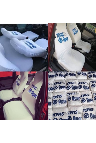 Tofaş Sahin S Oto Koltuk Servis Kılıfı Penye Opar Baskılı Ön Arka Takım Beyaz