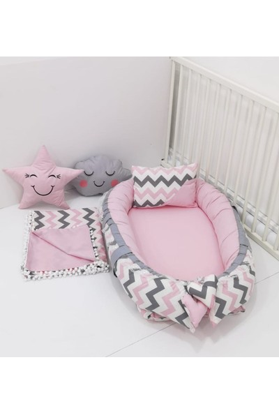 Mordesign Zikzak Babynest Bebek Yatak Pike Takım Pembe Mordesign Zikzak Babynest Bebek Yatak Pike Takım Pembe