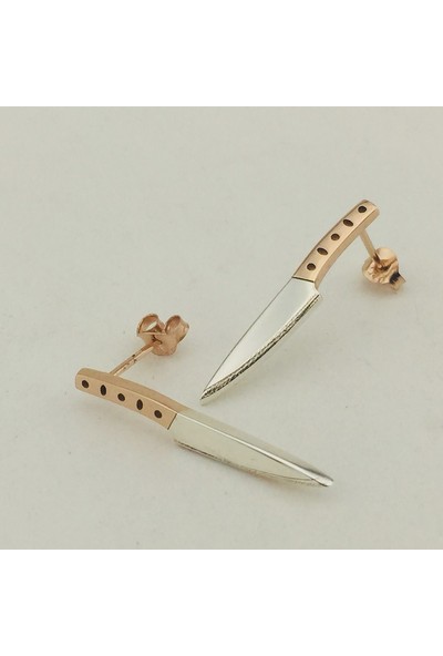 Butik Gümüş Bıçak Küpe