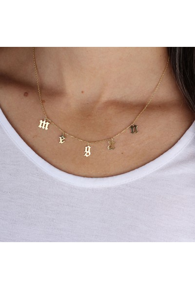 Glorria Kişiye Özel Isimli Gotik Gümüş Kolye