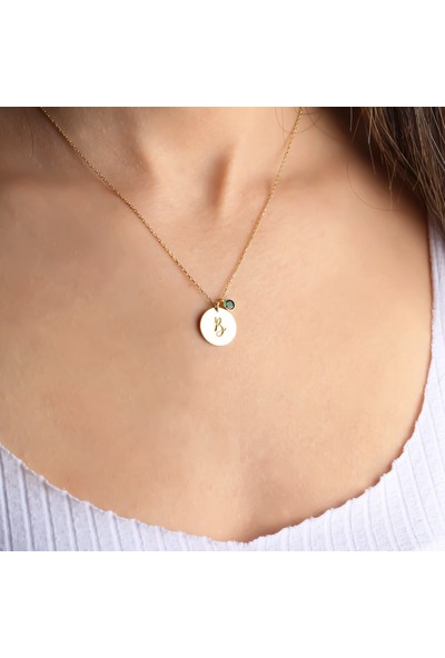 Glorria Kişiye Özel Doğum Taşlı Plaka Gümüş Kolye