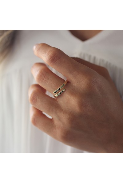 Glorria Kişiye Özel Iki Isimli Gümüş Yüzük