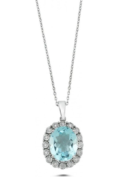 Koçak 4.58 Karat Mavi Topaz Pırlanta Kolye Koçak 4.58 Karat Mavi Topaz Pırlanta Kolye