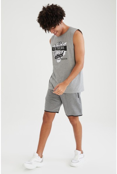 Defacto Slim Fit Beli Bağcıklı Şort U1494AZ21SM