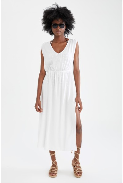 Defacto V Yaka Yırtmaç Detaylı Midi Plaj Elbisesi U3819AZ21SM Defacto V Yaka Yırtmaç Detaylı Midi Plaj Elbisesi U3819AZ21SM