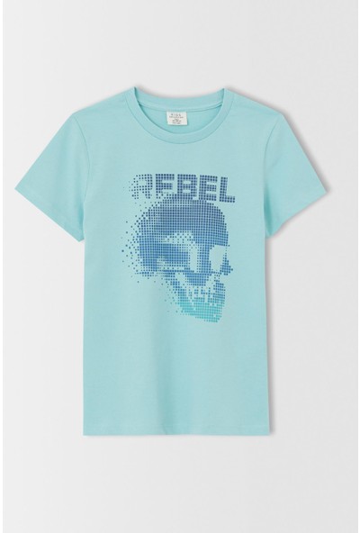 Defacto Erkek Çocuk Kuru Kafa Baskılı Kısa Kollu Tişört U3585A621HS