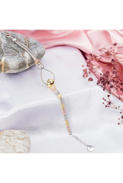 Yantra Silver Top Zincirli Gold Renkli Gümüş Kadın Dorika Bileklik
