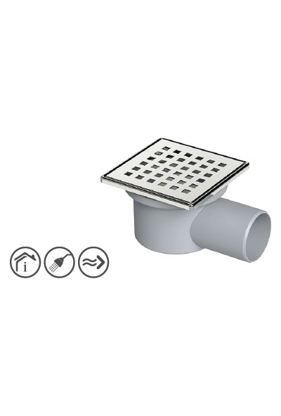 MaxiFlow Legal Kare Yer Sifonu Krom Kapak Çev 10X10X50 Yandan