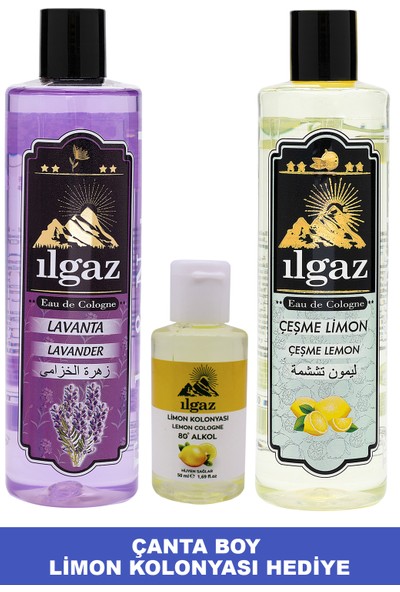 Ilgaz Elit 400 ml Lavanta Kolonyası + 400 ml Çeşme Limon Kolonyası + Cep Limon Kolonyası Ilgaz Elit 400 ml Lavanta Kolonyası + 400 ml Çeşme Limon Kolonyası + Cep Limon Kolonyası