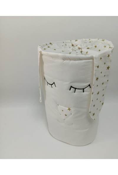 Ege Home Beyaz Gold Yıldız Oyuncak Kirli Sepeti